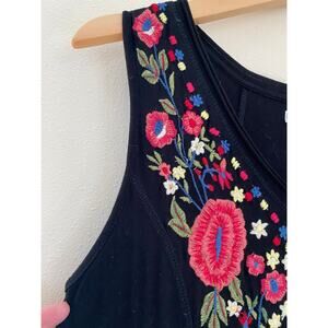 Caite | Dresses | Caite Black With Colorful Embroidered Flowers ...